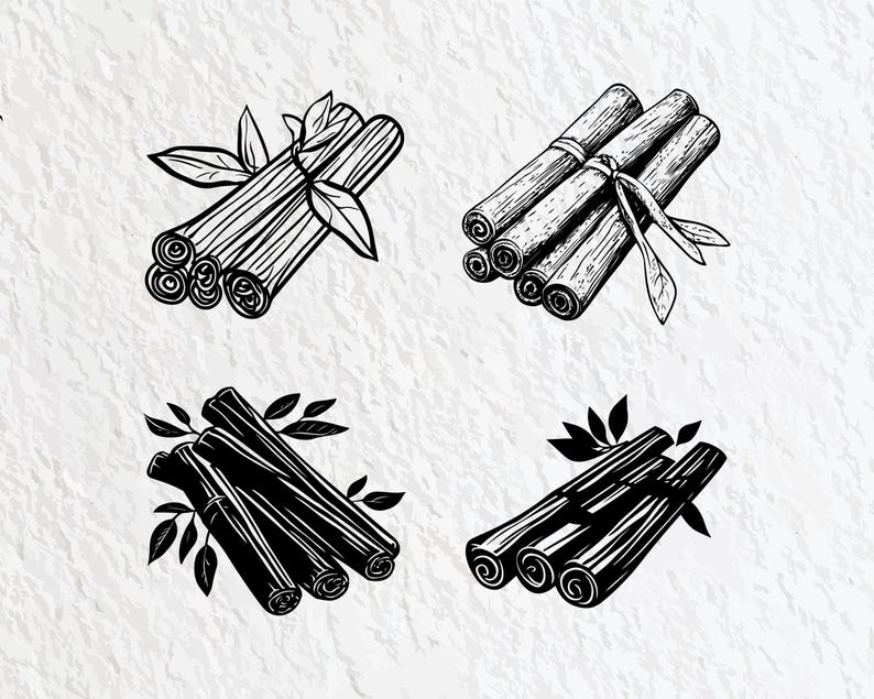 Cinnamon Sticks SVG Bundle: Logo Icon, Clipart, Outline (digital ...