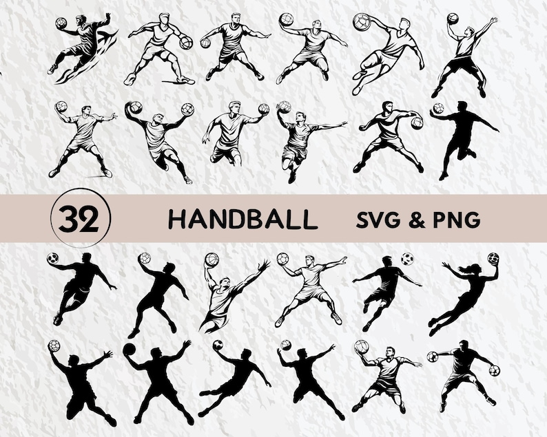 Handball Silhouette Vector Set: Clipart, Outline, Logo (SVG & PNG) - Etsy