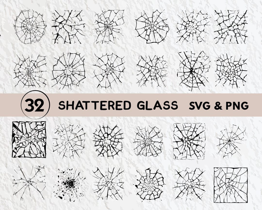Shattered Glass Silhouette Bundle, Shattered Glass Vector, Shattered ...