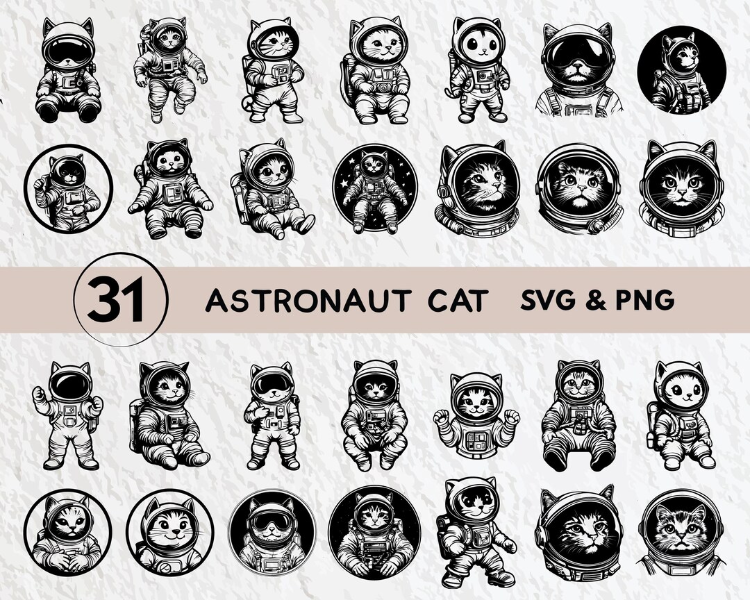 Astronaut Cat Svg Bundle, Astronaut Cat Silhouette, Astronaut Cat ...