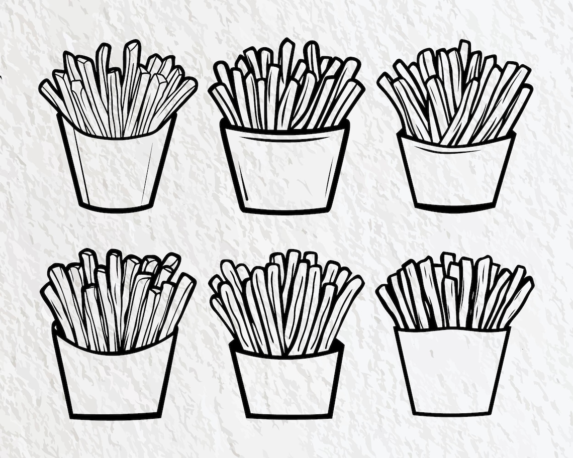 French Fries SVG Bundle: Clipart, Outline, Vector Logo (digital ...