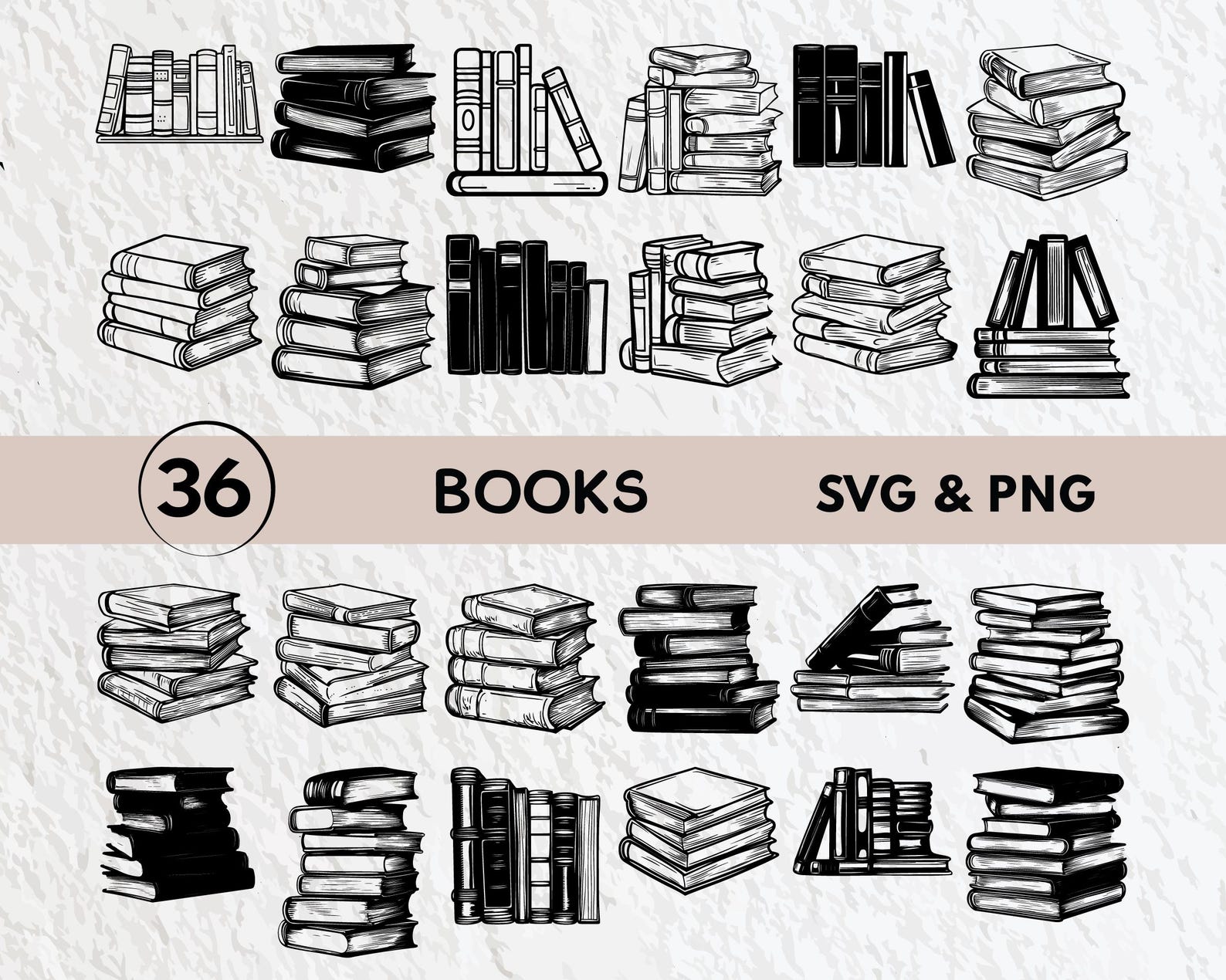 Books SVG Bundle: Stacked Book Clipart, Cricut Cut Files (digital ...