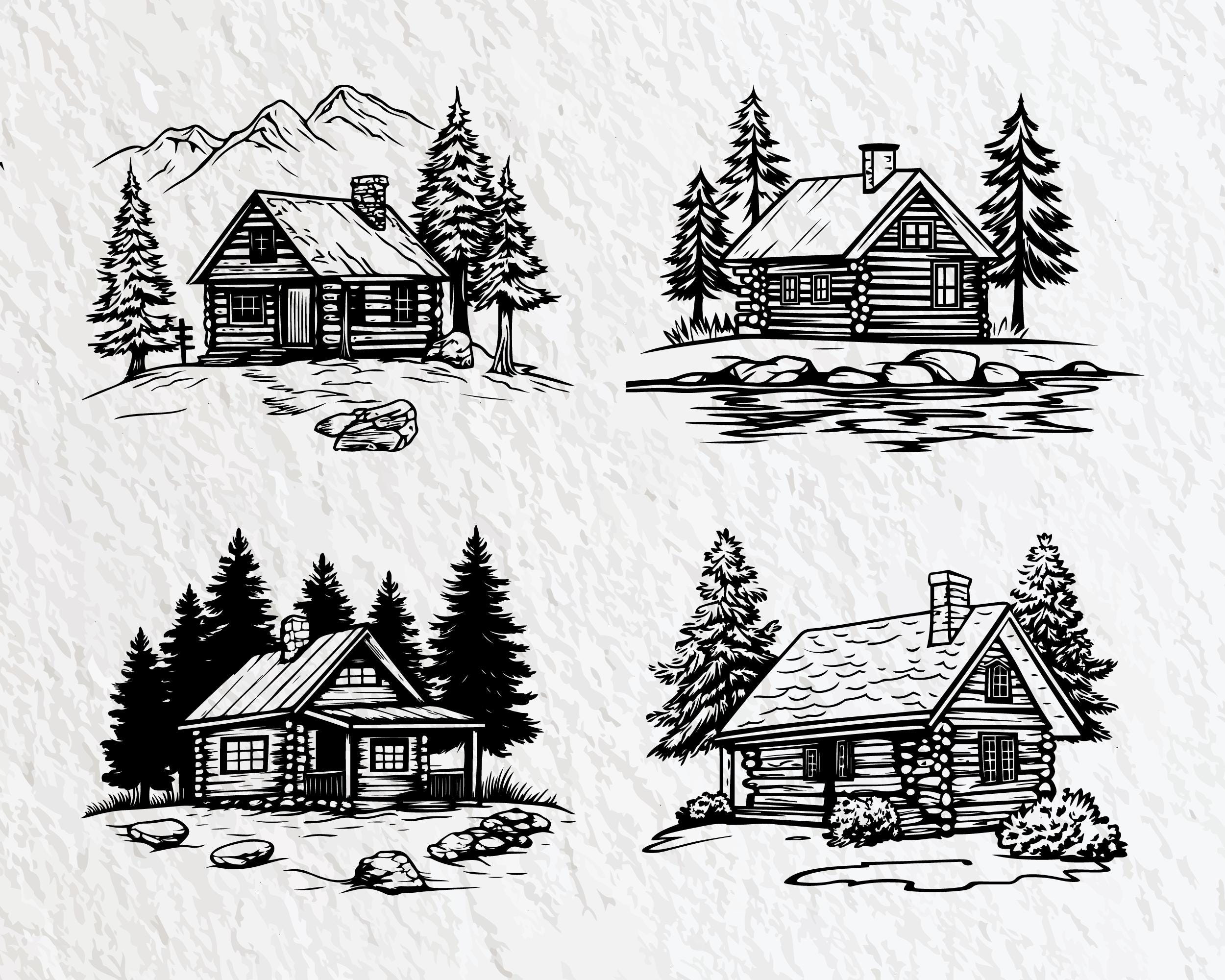 Rustic Cabin SVG Bundle: Silhouette Clipart, Cricut Decal Files - Etsy