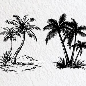 Coconut Tree SVG Bundle: Silhouette Clipart, Logo Icon (PNG, Vector) - Etsy