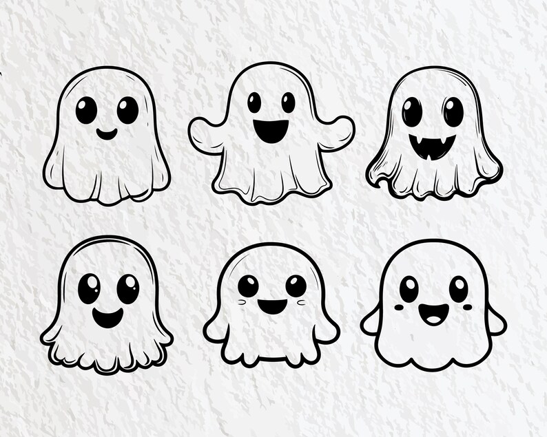 Cute Ghost Svg Bundle, Cute Ghost Silhouette, Cute Ghost Clipart, Cute ...