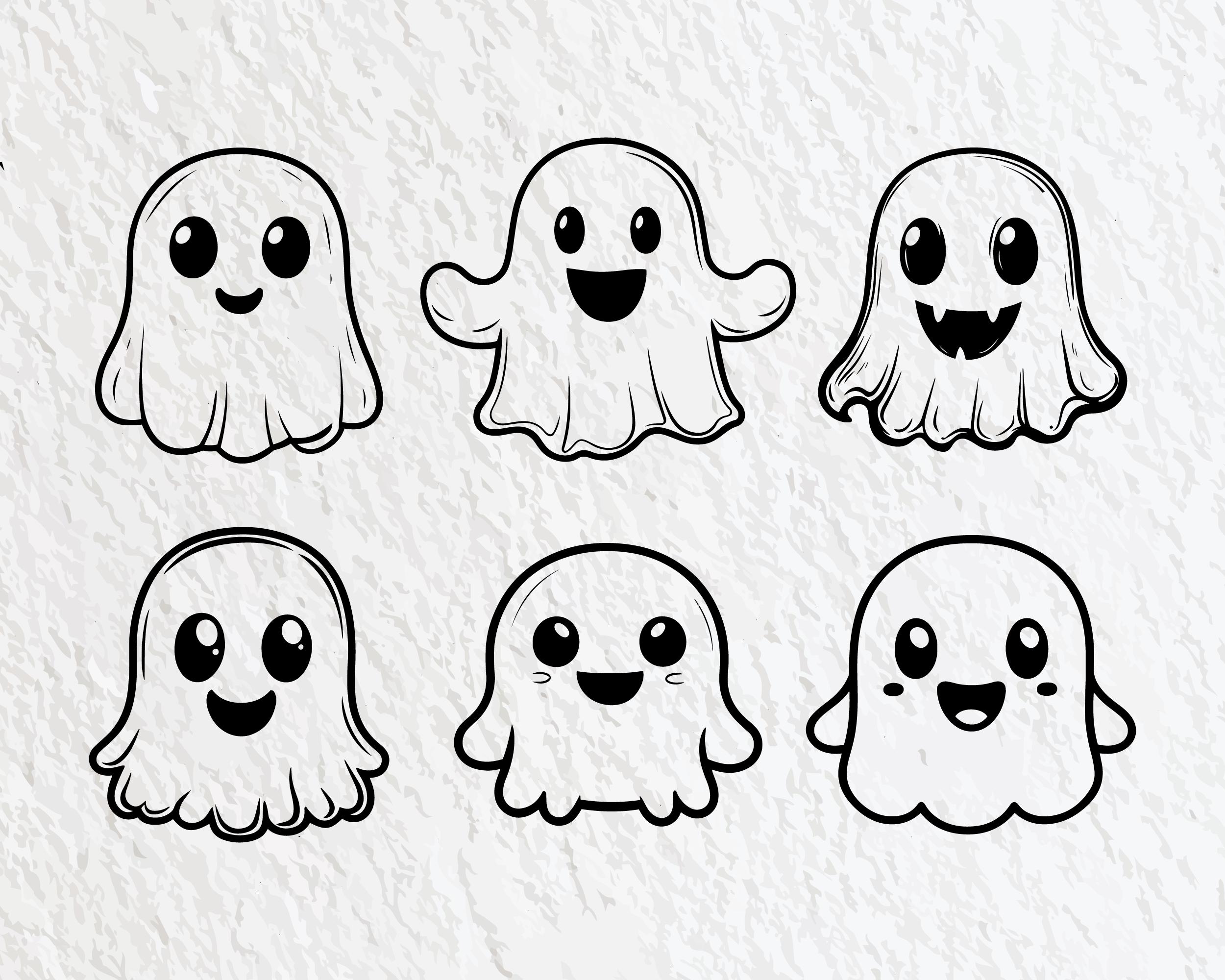 Cute Ghost Svg Bundle, Cute Ghost Silhouette, Cute Ghost Clipart, Cute ...
