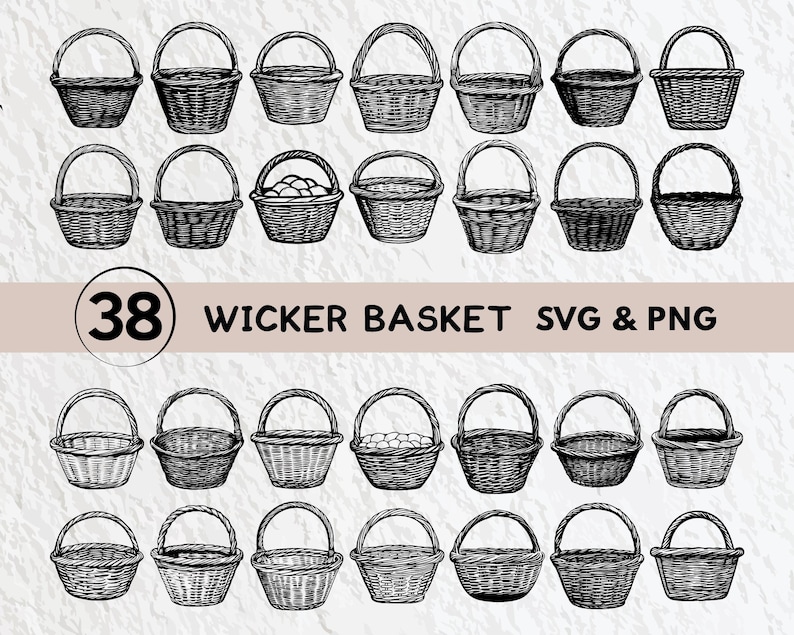 Wicker Basket Svg Bundle, Wicker Basket Silhouette, Wicker Basket ...