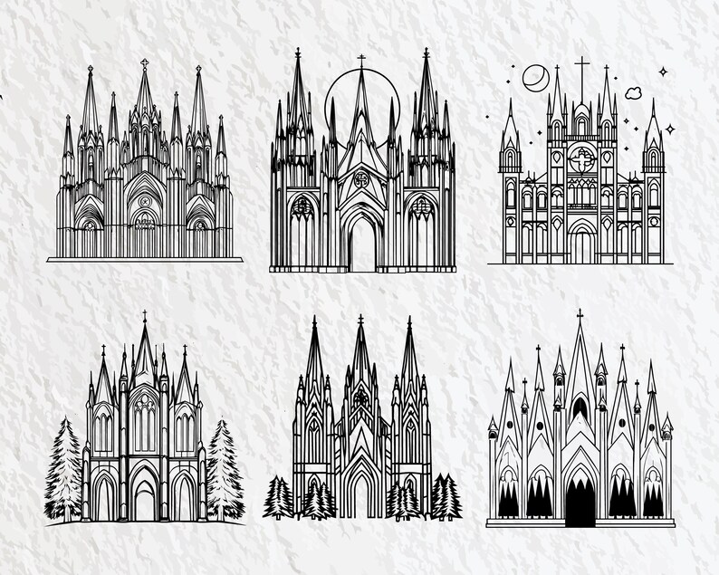 Gothic Cathedral SVG Bundle: Silhouette Clipart, Vector Logo (PNG, SVG ...