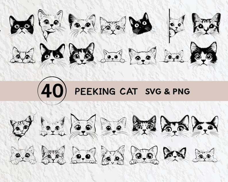 Peeking Cat Svg Bundle, Peeking Cat Silhouette, Peeking Cat Clipart Png ...