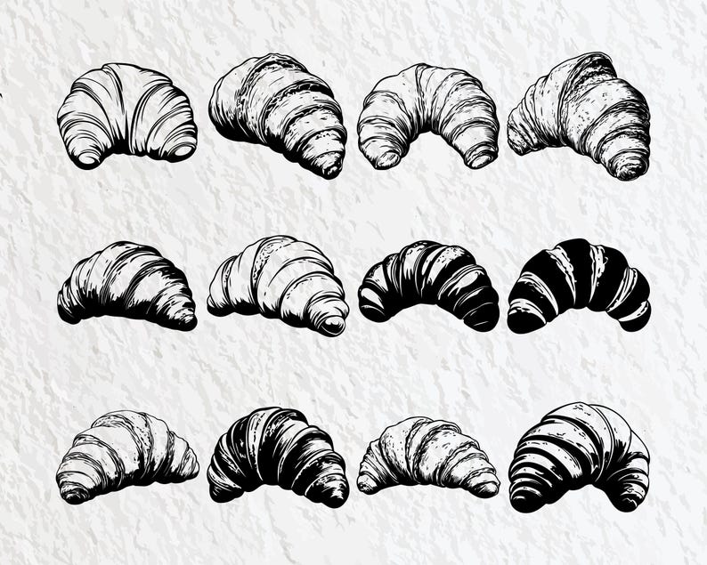 Croissant Svg Bundle, Croissant Silhouette, Croissant Clipart Png ...
