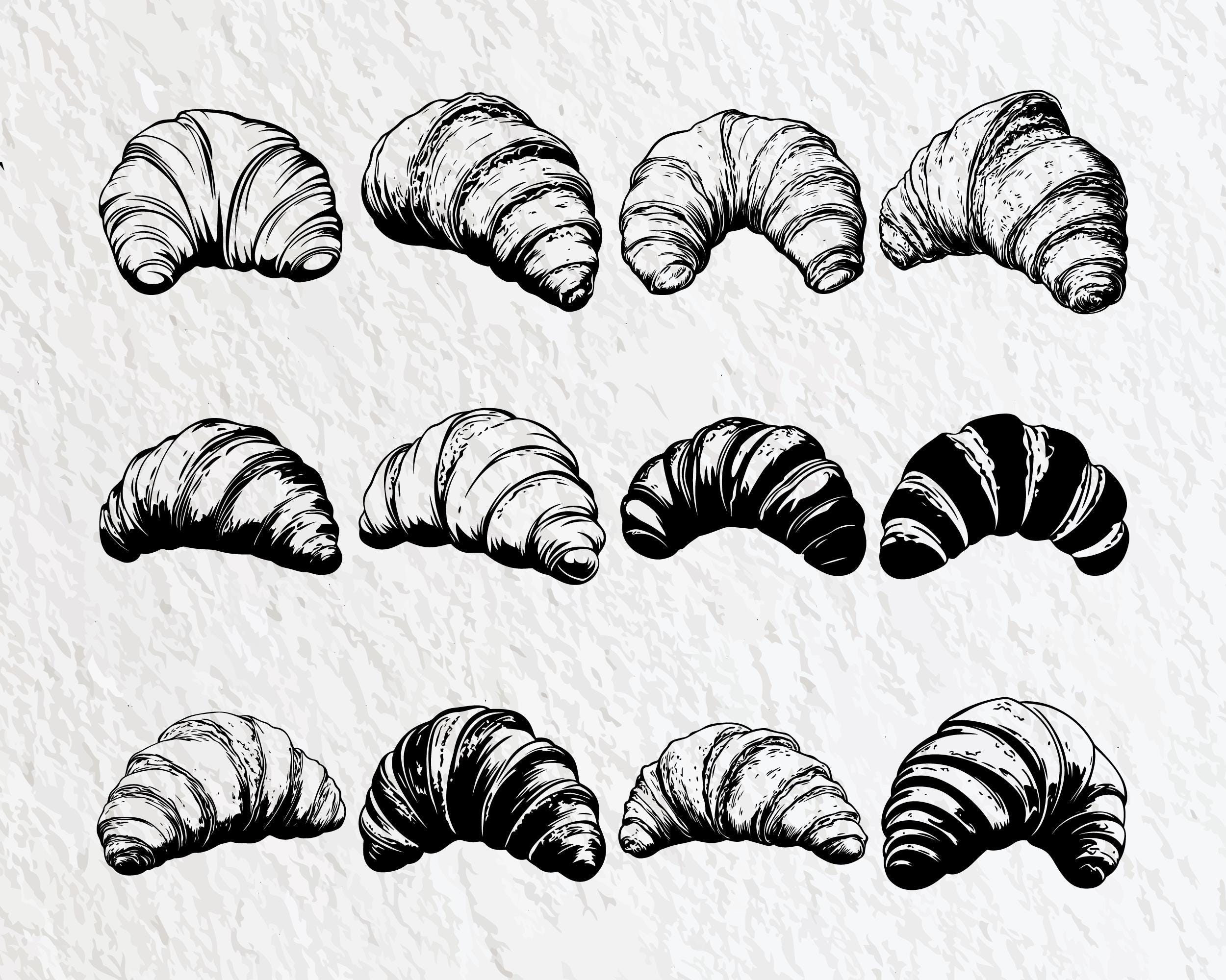 Croissant Svg Bundle, Croissant Silhouette, Croissant Clipart Png ...