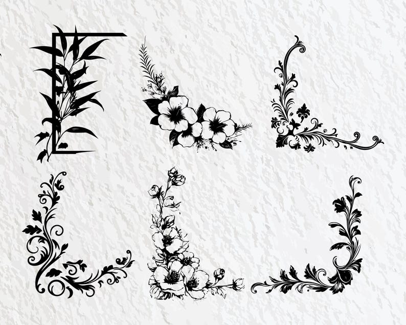 Corner Frame Svg Bundle, Corner Frame Silhouette, Corner Flower Frame ...