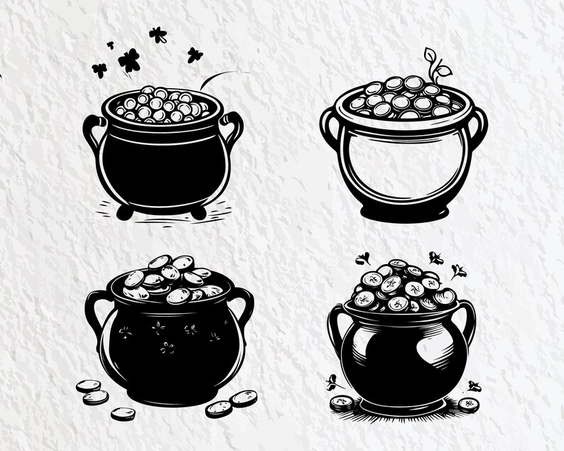 Pots of Gold SVG Bundle: St. Patrick's Day Clipart (PNG, Vector) - Etsy