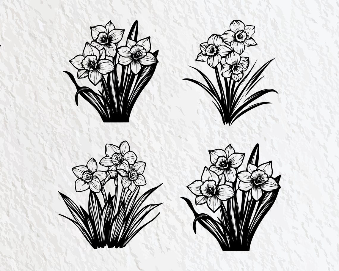 Narcissus Flower SVG Bundle: Floral Clipart, Vector Cut Files - Etsy
