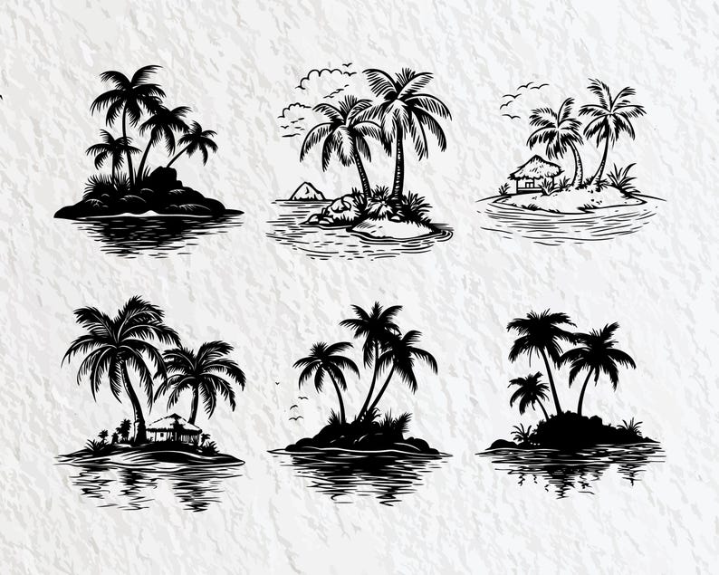 Vacation Island SVG Bundle: Tropical Clipart, Logo Icon (PNG, Vector ...