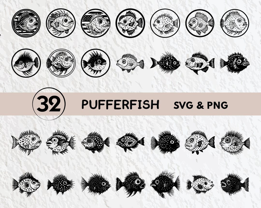 Pufferfish Fish Svg Bundle, Pufferfish Silhouette, Pufferfish Clipart ...