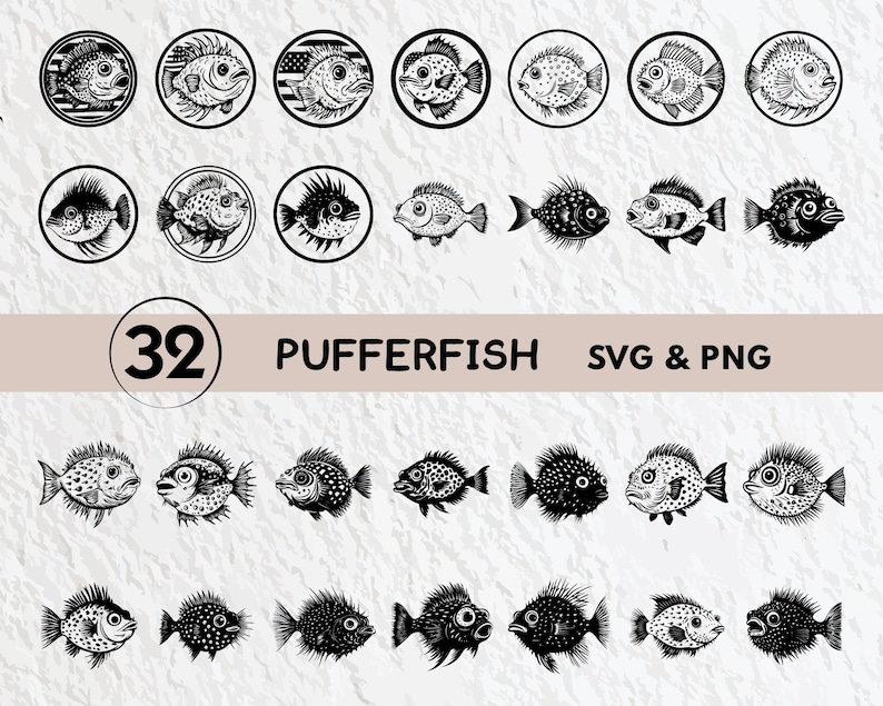 Pufferfish Fish Svg Bundle, Pufferfish Silhouette, Pufferfish Clipart ...