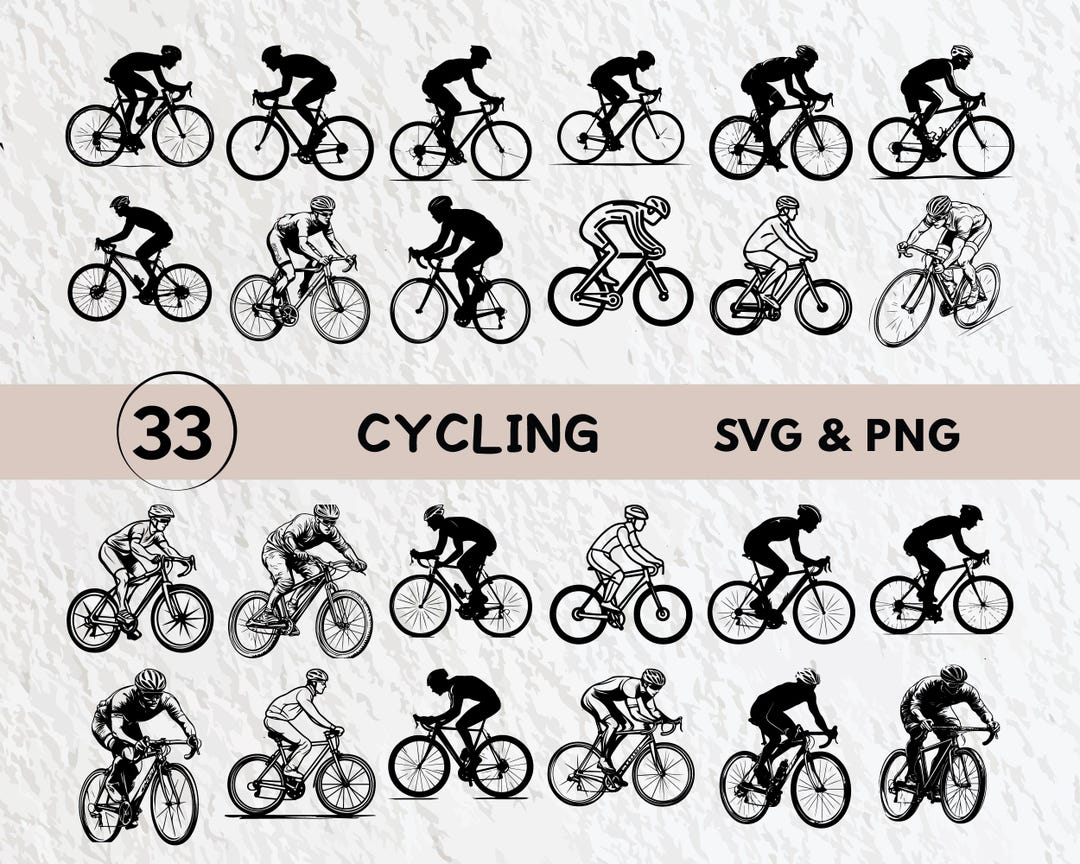 Cycling Silhouette Bundle: SVG, PNG, Cricut Decal Designs - Etsy