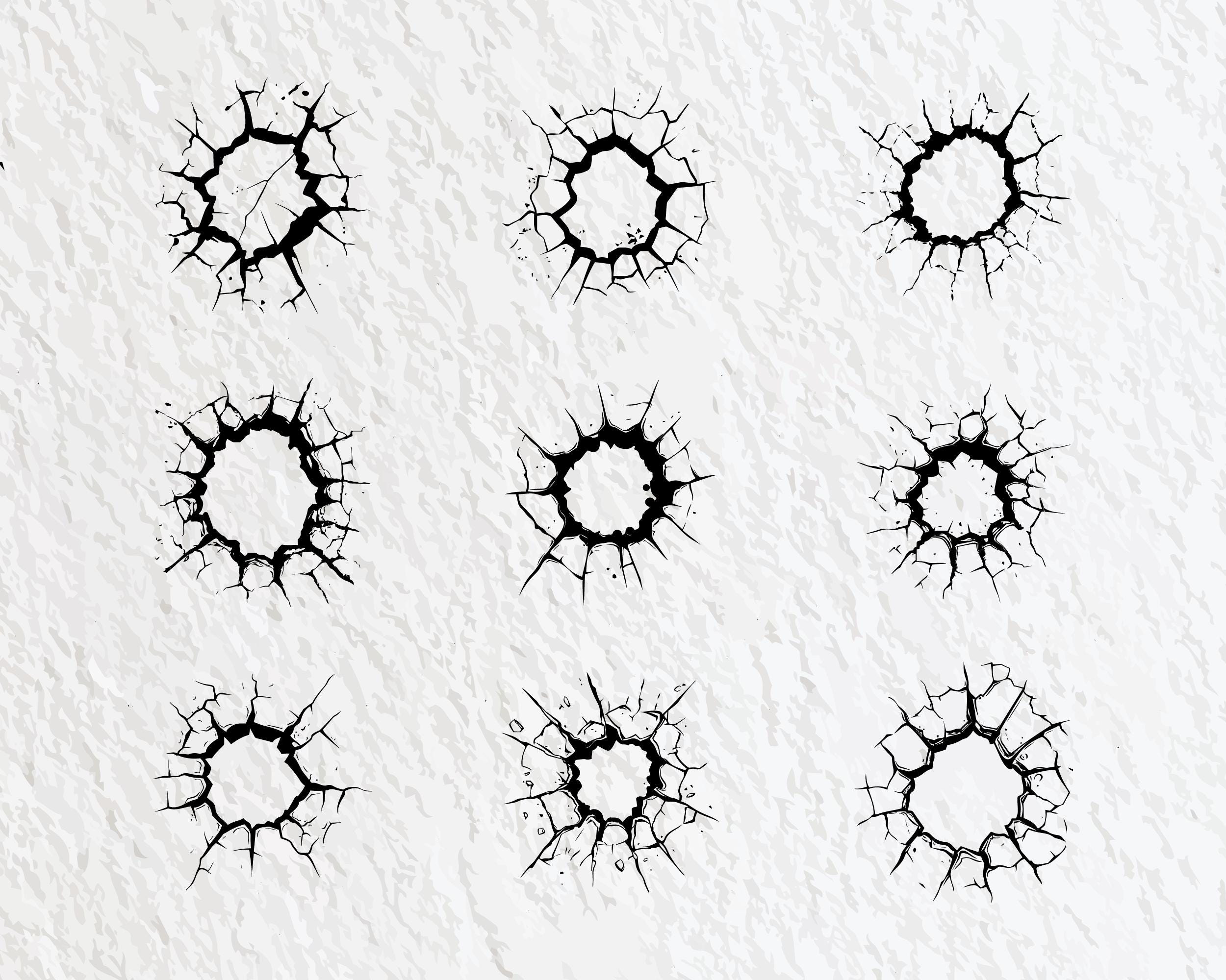 Cracked Wall SVG Bundle: Silhouette Clipart, Logo Icon (digital ...