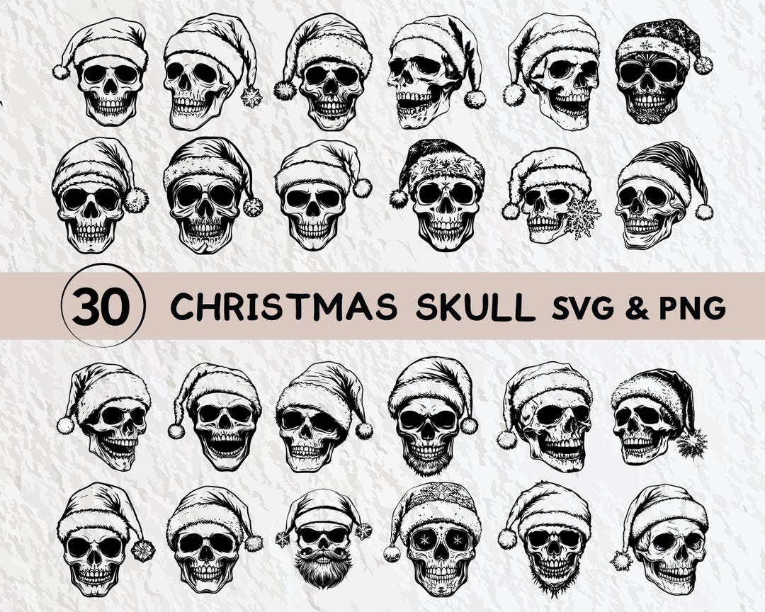 Christmas Skull SVG Bundle: Funny Clipart, Logo Designs (digital ...