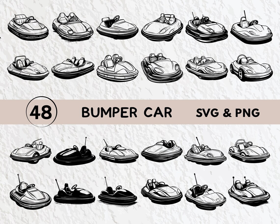 Bumper Car Svg Bundle, Bumper Car Silhouette, Bumper Car Clipart Png ...