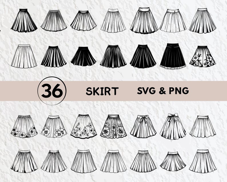 Skirt Flower SVG Bundle: Silhouette Clipart, Cricut Cut Files (PNG, SVG ...
