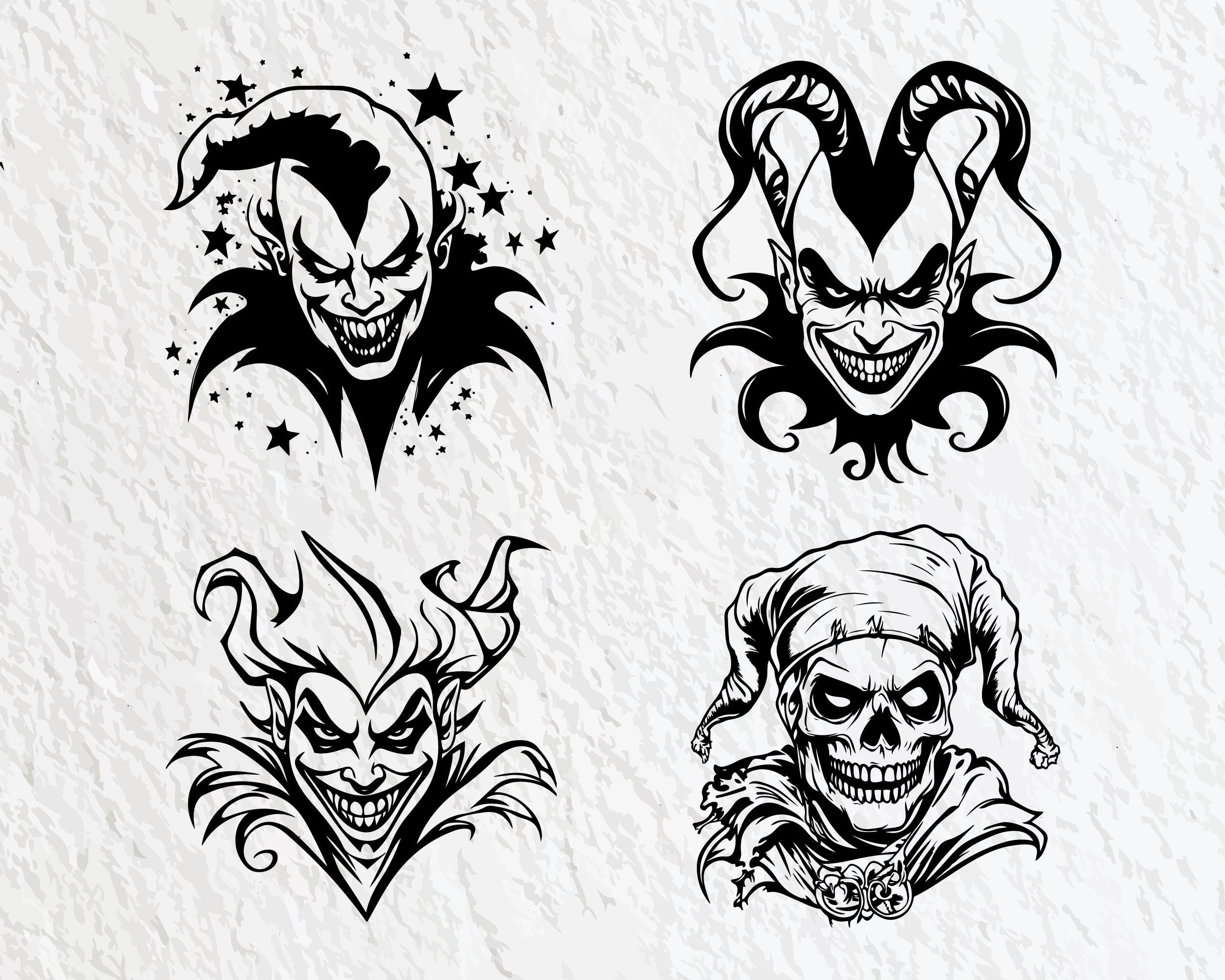 Evil Jester SVG Bundle: Silhouette, Clipart, Vector (digital Download ...