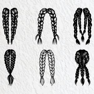 Braids SVG Bundle: Hairstyle Clipart, Logo & Icon (PNG, Vector) - Etsy