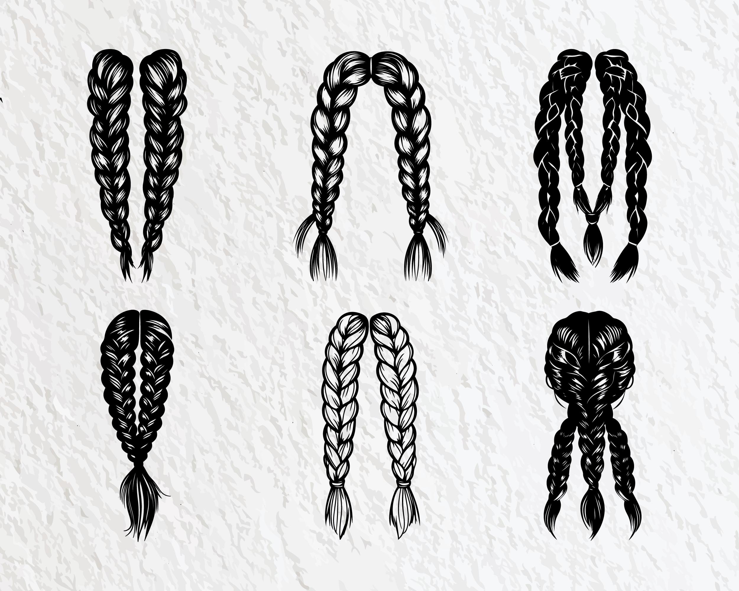 Braids SVG Bundle: Hairstyle Clipart, Logo & Icon (PNG, Vector) - Etsy