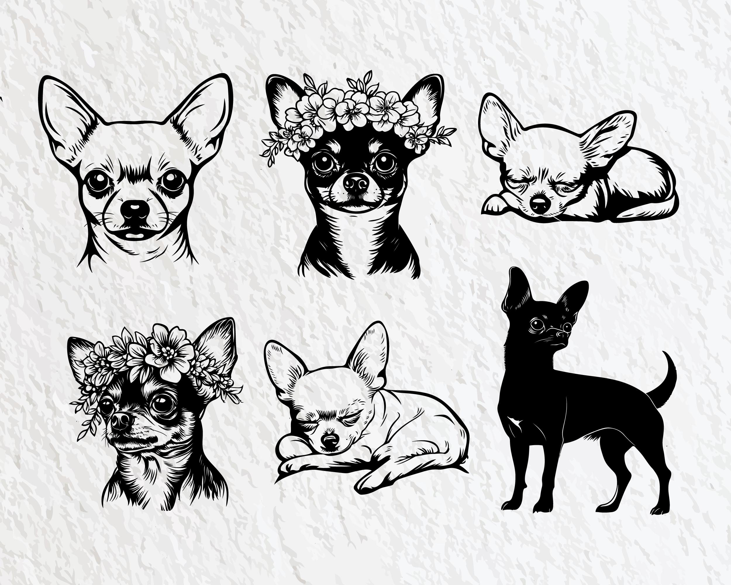 Chihuahua Dog Silhouette Bundle Png, Chihuahua Dog Svg Bundle Cut Files ...