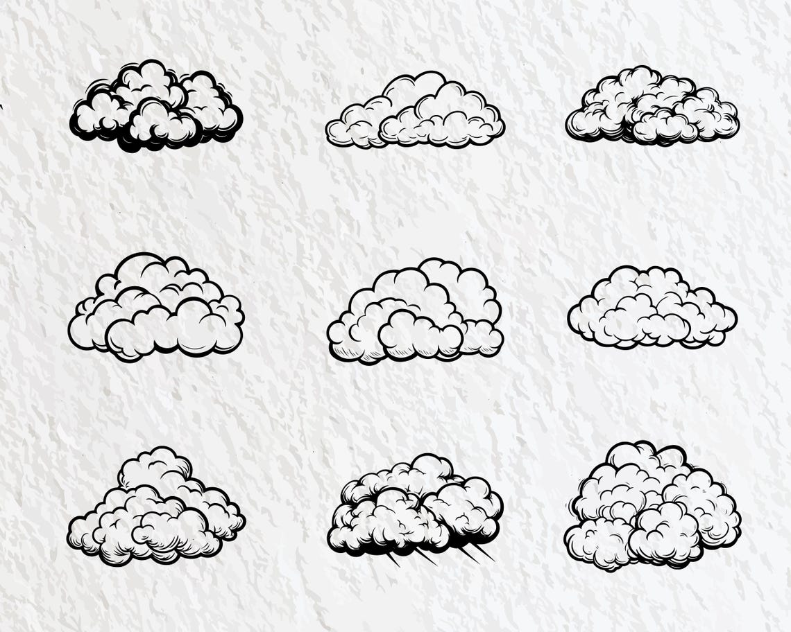 Clouds Svg Bundle, Clouds Silhouette, Clouds Clipart Png, Clouds ...