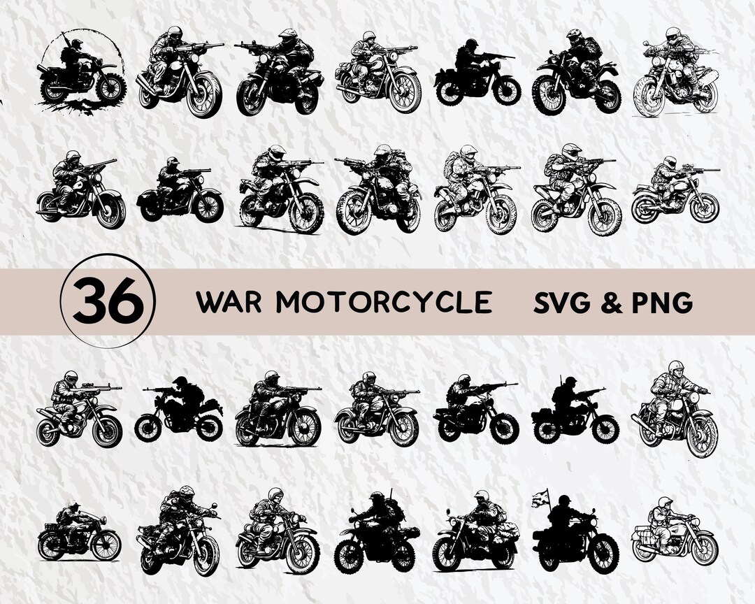War Motorcycle SVG Bundle: Vector Clipart, Logo Icon (digital Download ...