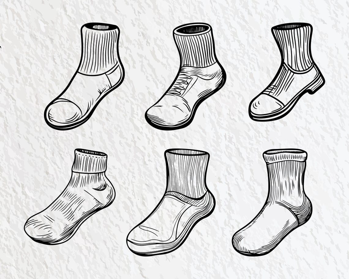 Sock Svg Bundle, Sock Silhouette, Sock Clipart Png, Sock Outline, Sock ...