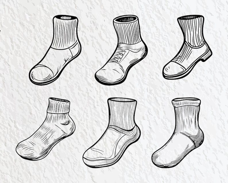Sock Svg Bundle, Sock Silhouette, Sock Clipart Png, Sock Outline, Sock ...
