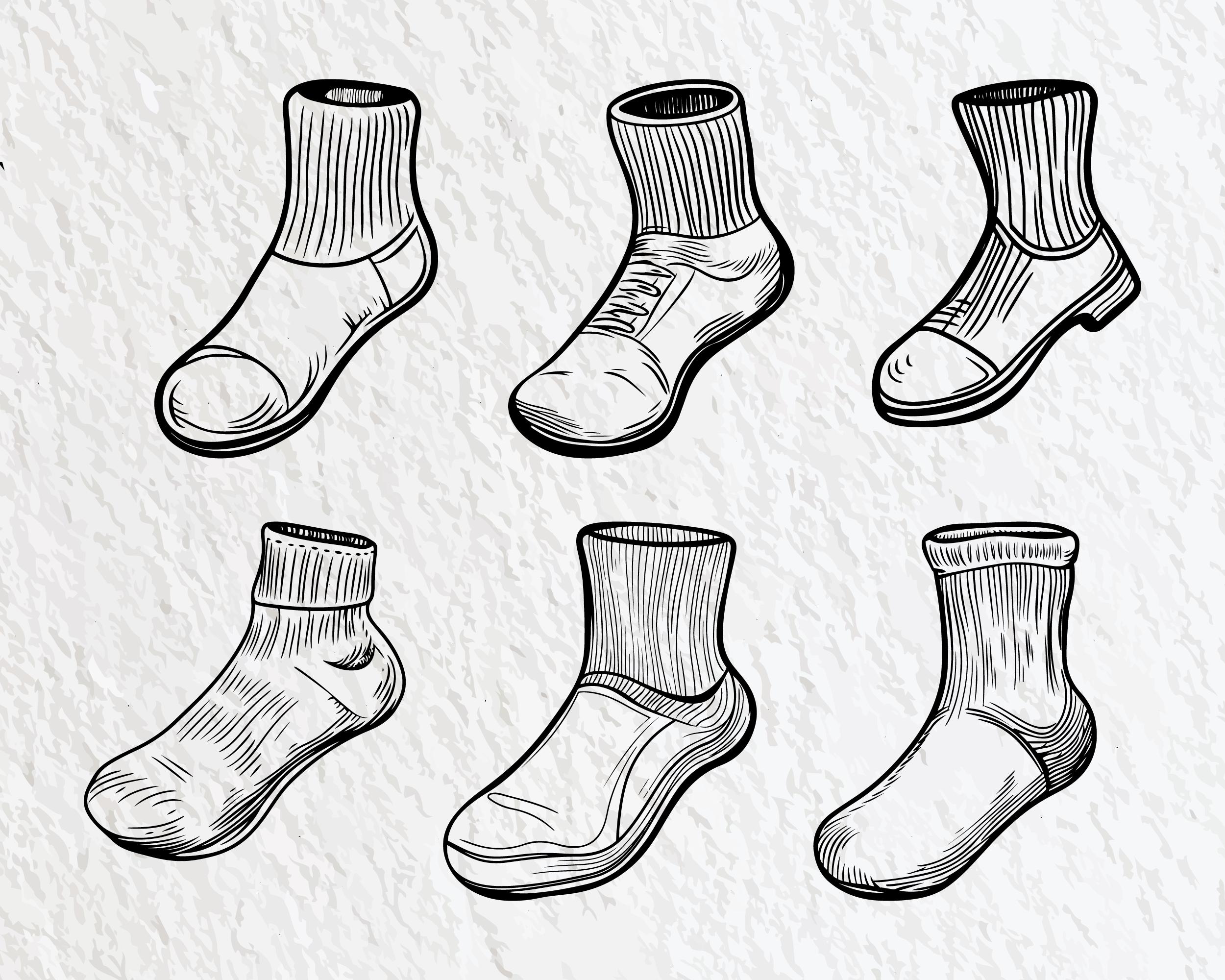 Sock Svg Bundle, Sock Silhouette, Sock Clipart Png, Sock Outline, Sock ...