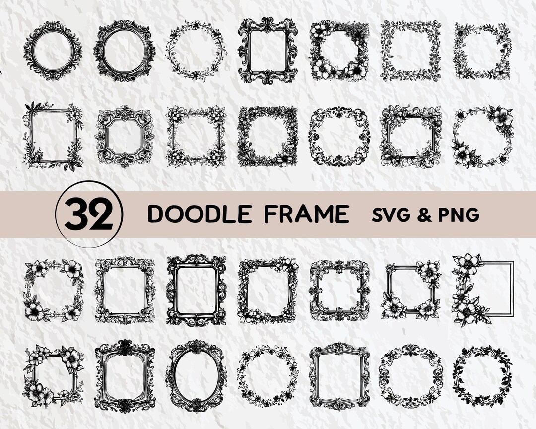 Doodle Frame Svg Bundle, Doodle Frame Silhouette, Doodle Frame Clipart ...