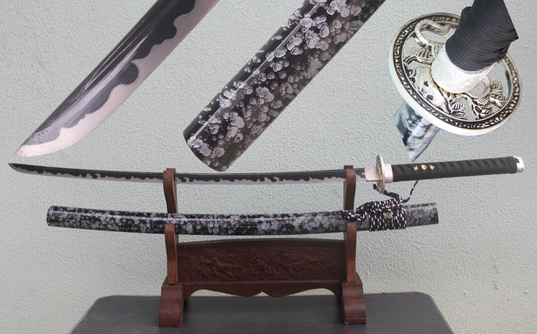 Solid Wood Paint Sheath Samurai Sword,alloy Fittings Katana,bake Black ...