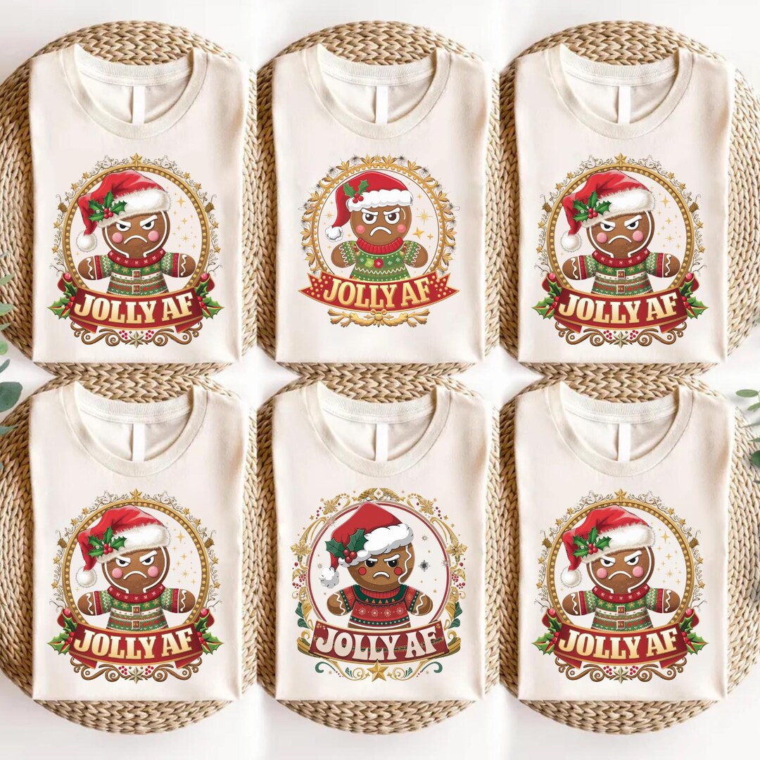 Jolly AF Gingerbread Man PNG Funny Grumpy Christmas Holiday Digital ...