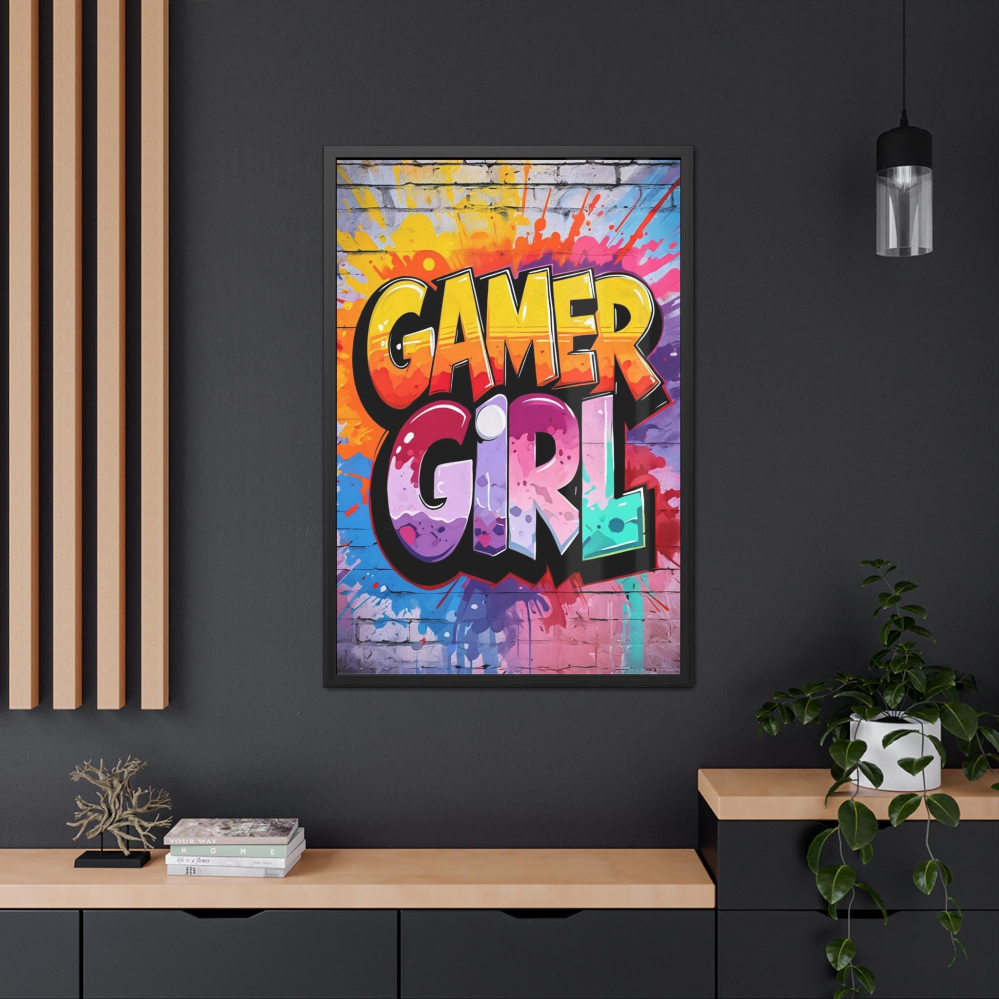 Gamer Girl Graffiti Wall Art Poster, Video Game Room Decor, Teen ...