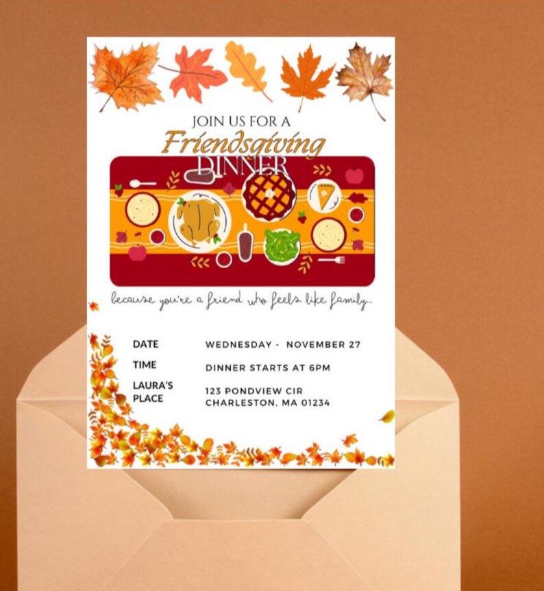 Editable Friendsgiving Invitation Template | Customizable 5x7 Design in ...