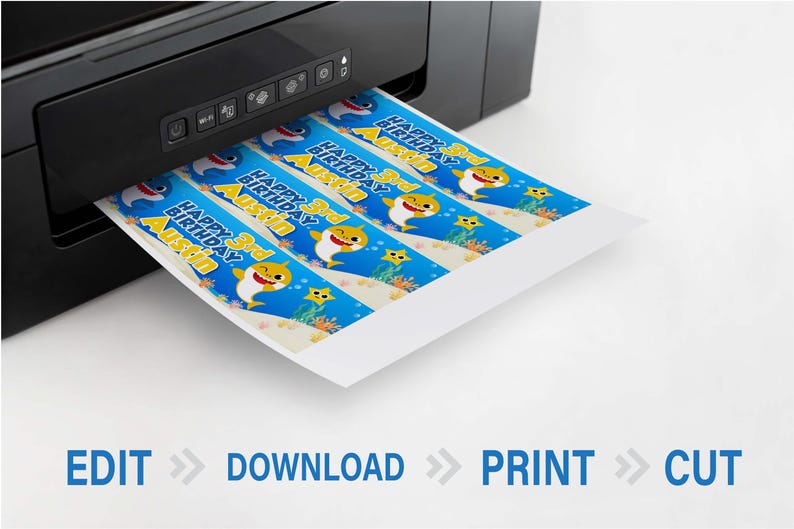 For Boy and Girl EDITABLE Shark Water Bottle Labels, Water Labels ...