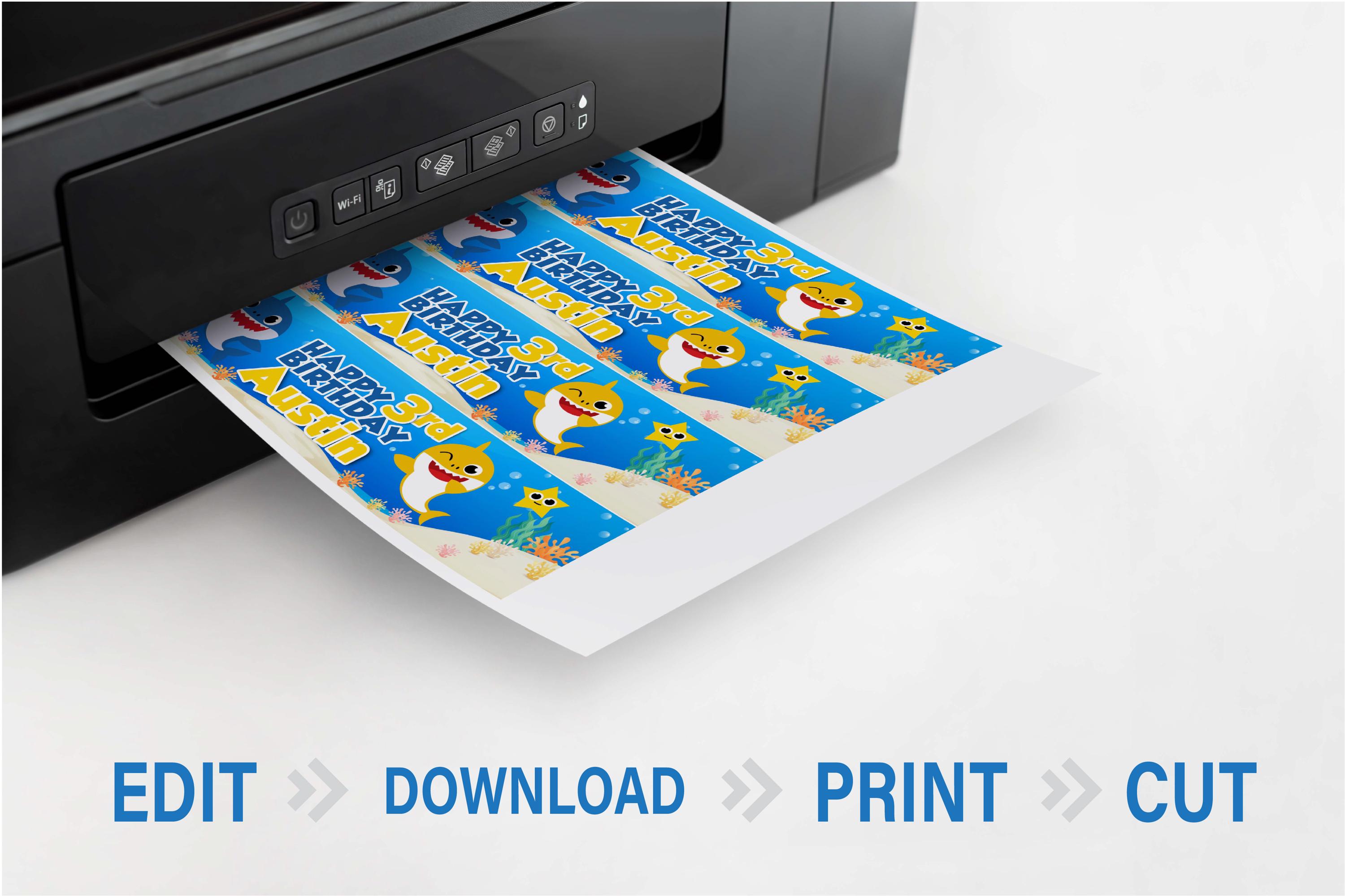 For Boy and Girl EDITABLE Shark Water Bottle Labels, Water Labels ...