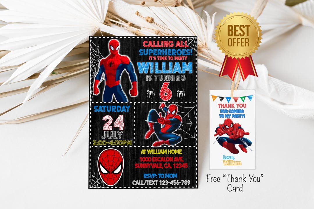 Editable Birthday Party Invitation for Boy| Free Thank You Tag ...