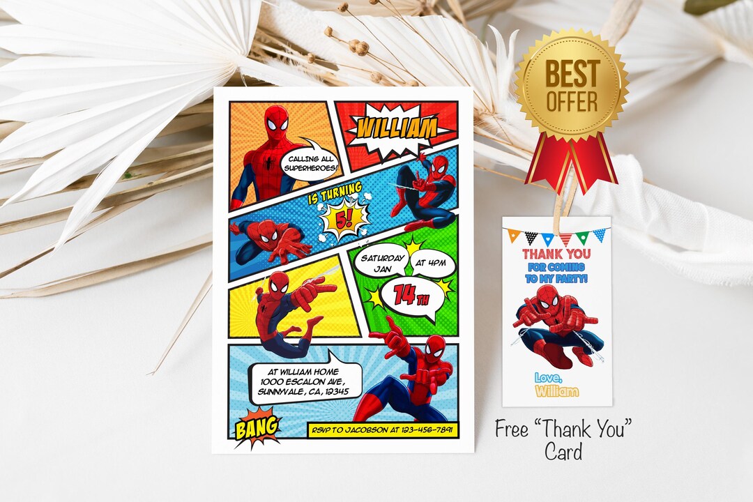 Editable Birthday Party Invitation for Boy| Free Thank You Tag ...