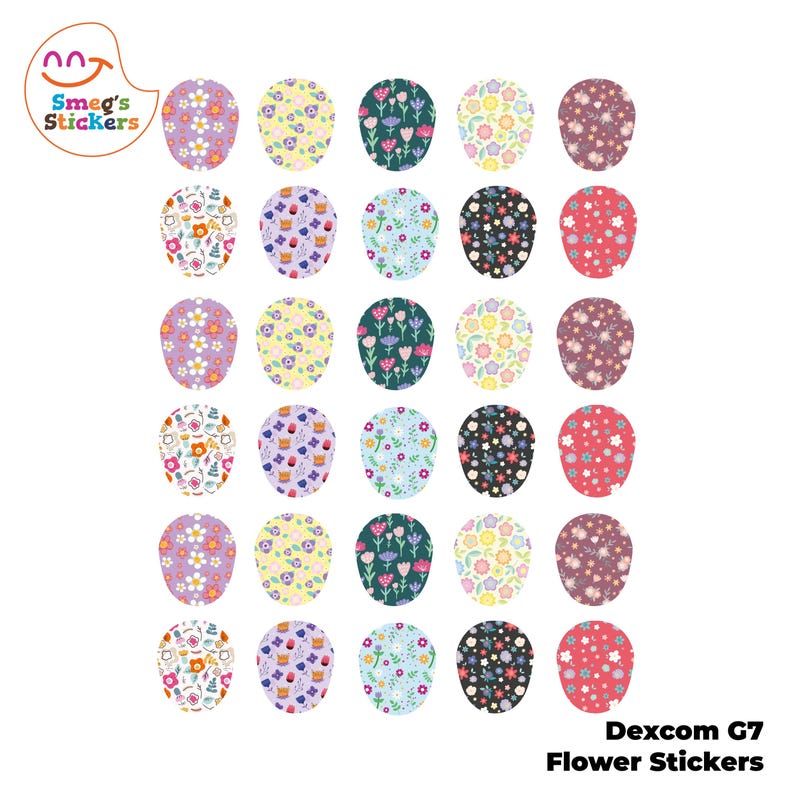 Dexcom G7 Transmitter Stickers Cute Flower Patterns Decals Kids Dexcom ...