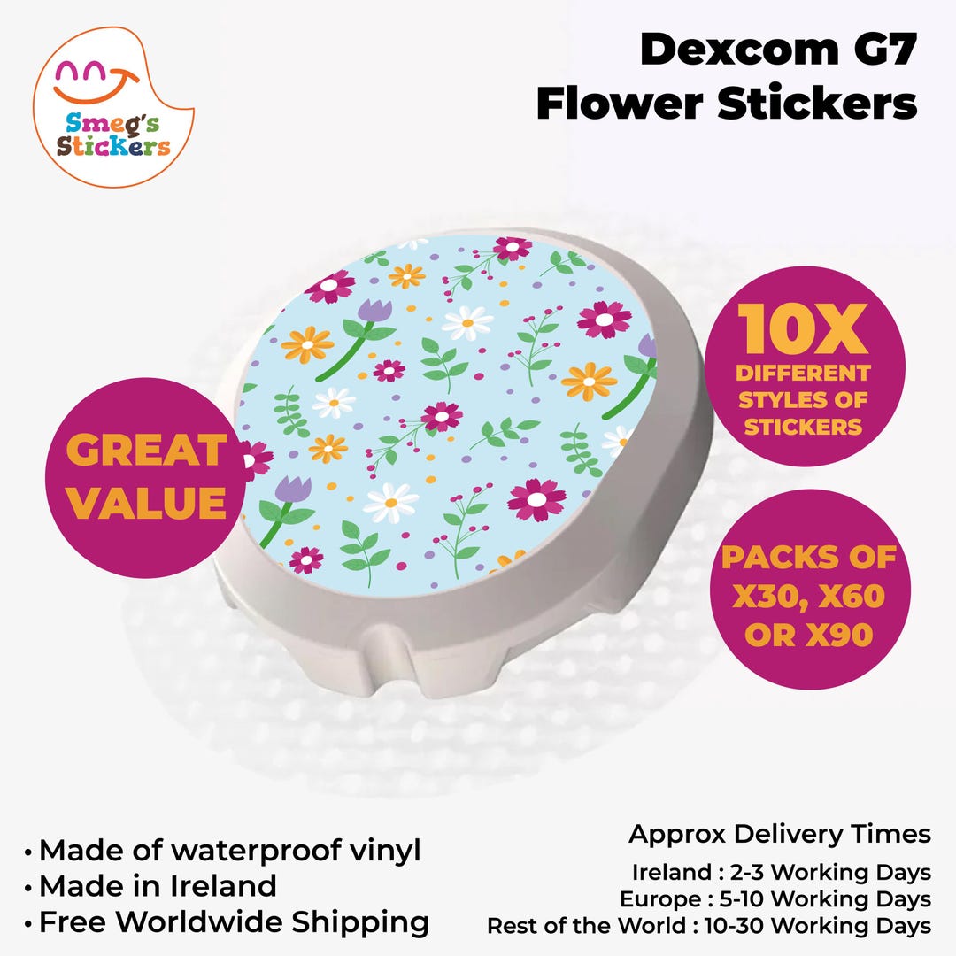 Dexcom G7 Transmitter Stickers Cute Flower Patterns Decals Kids Dexcom ...
