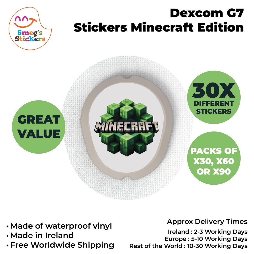 Dexcom G7 Transmitter Stickers Minecraft Decals Kids Dexcom G7 Sticker ...