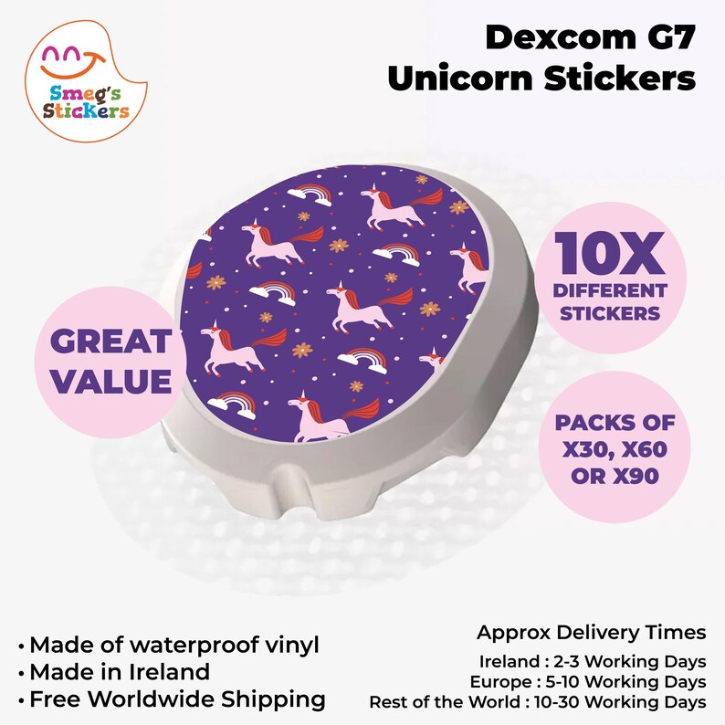 Dexcom G7 Transmitter Stickers Unicorn Patterns Decals Kids Dexcom G7 ...
