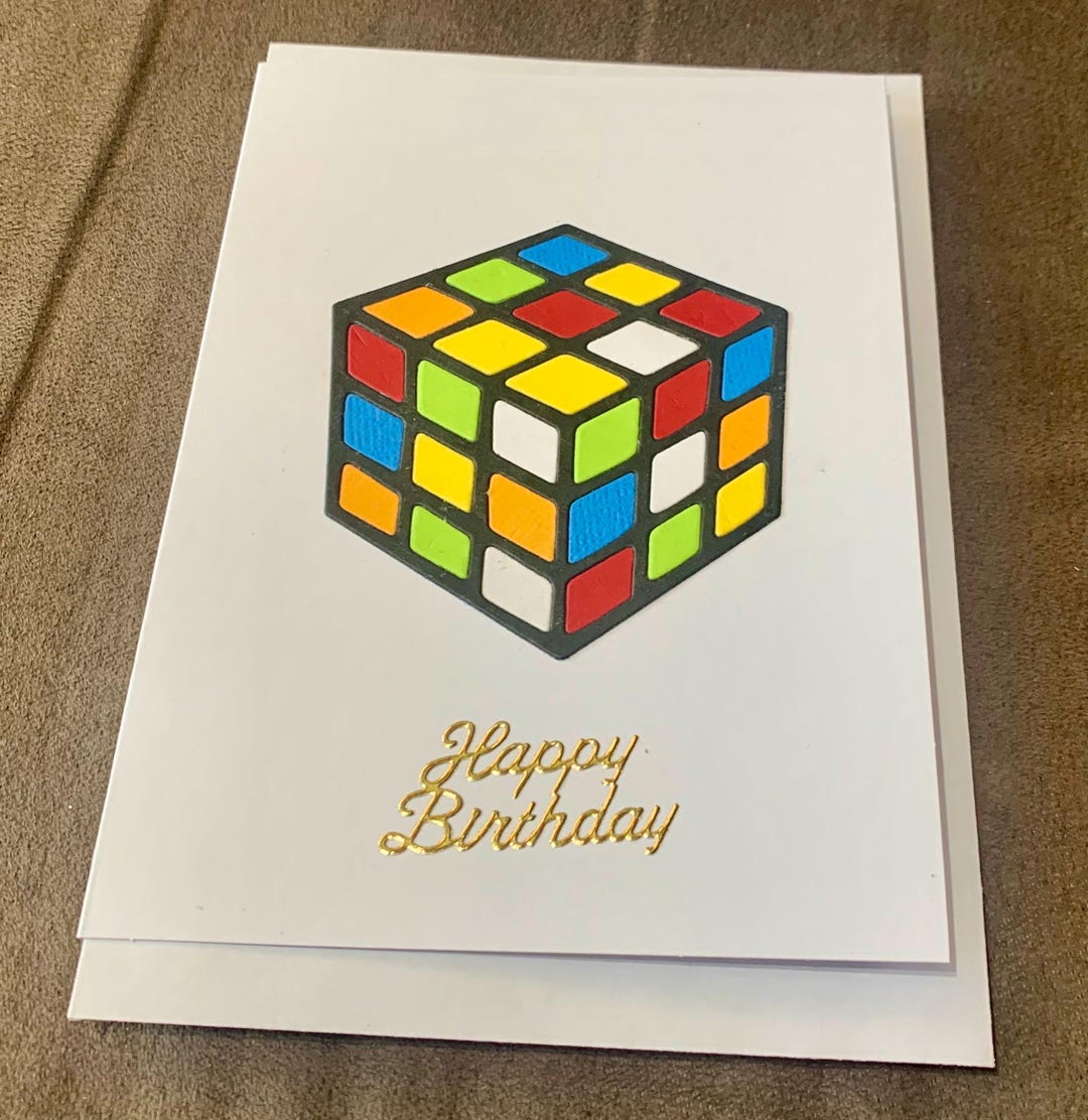 Handmade Card. Rubiks Cube. Happy Birthday. Blank - Etsy