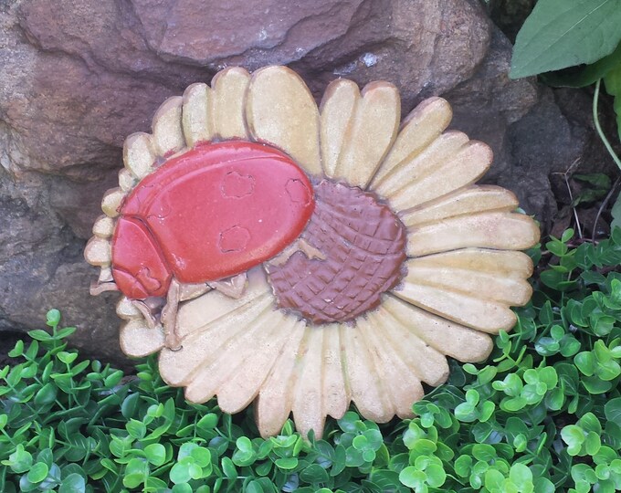 Ladybug Daisy Concrete Stepping Stones, Ladybug Gifts, Outdoor and ...